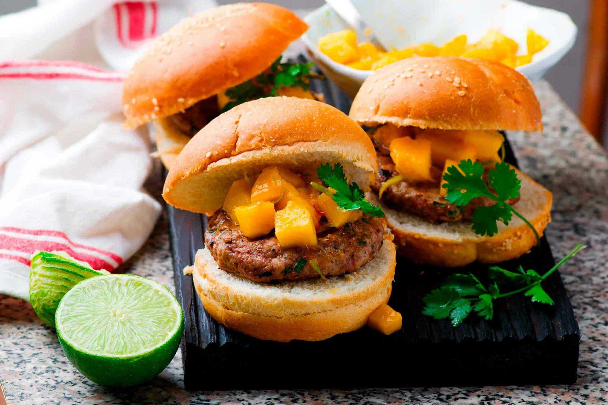 High-protein recipe: Caribbean beef burgers with mango salsa : The ...